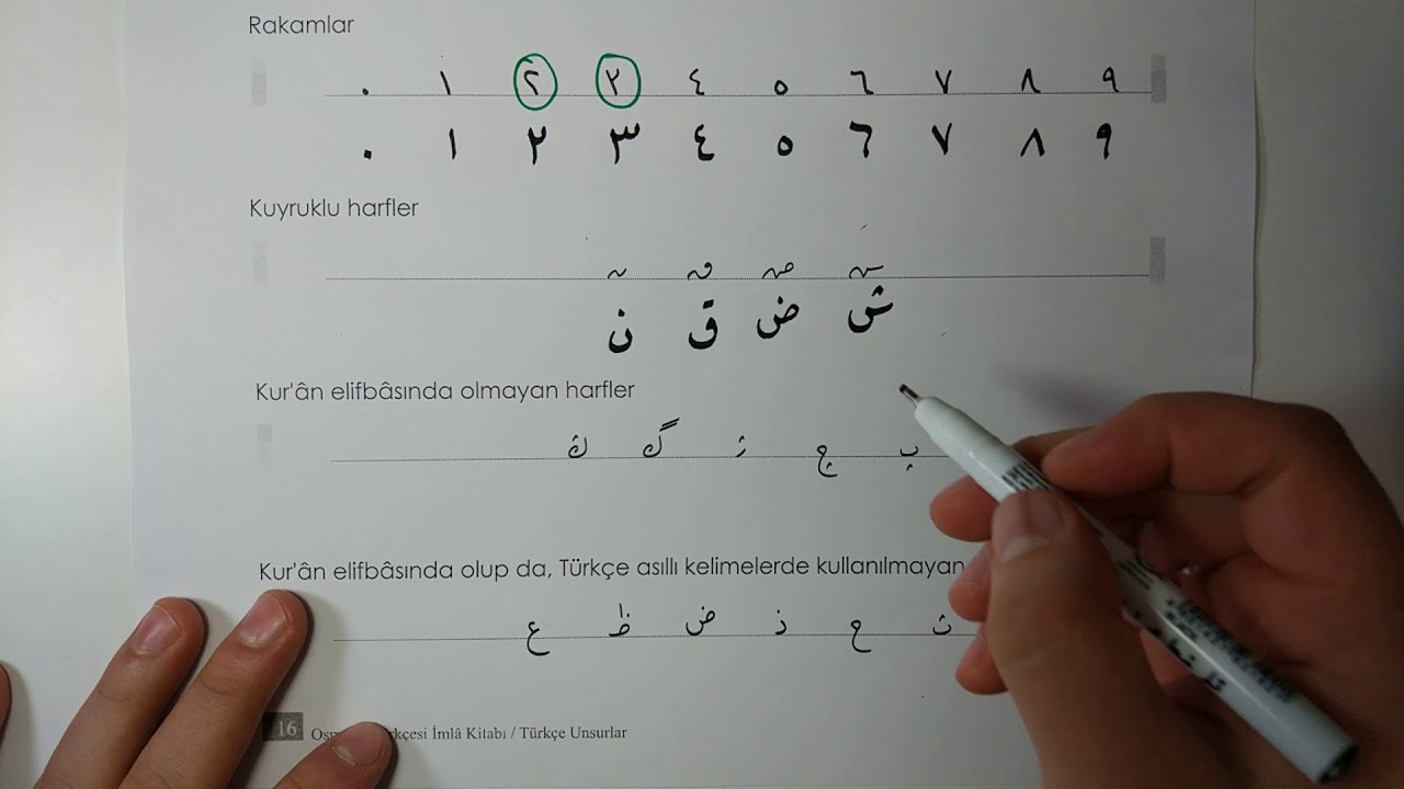 Osmanlıca Yazıyorum T-8: Rakamlar ve Özel Harfler - YouTube