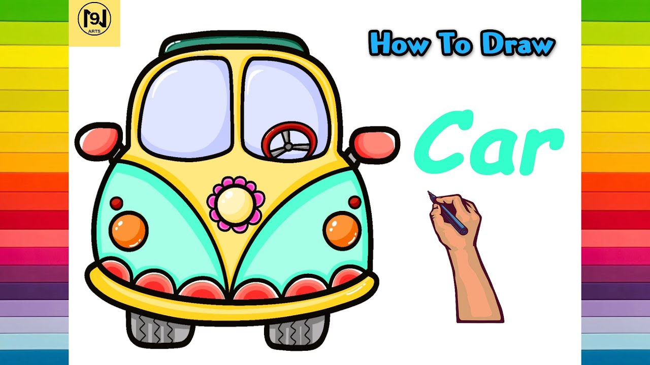 How to draw a cute Car easy step by step | No.9 ARTS - YouTube