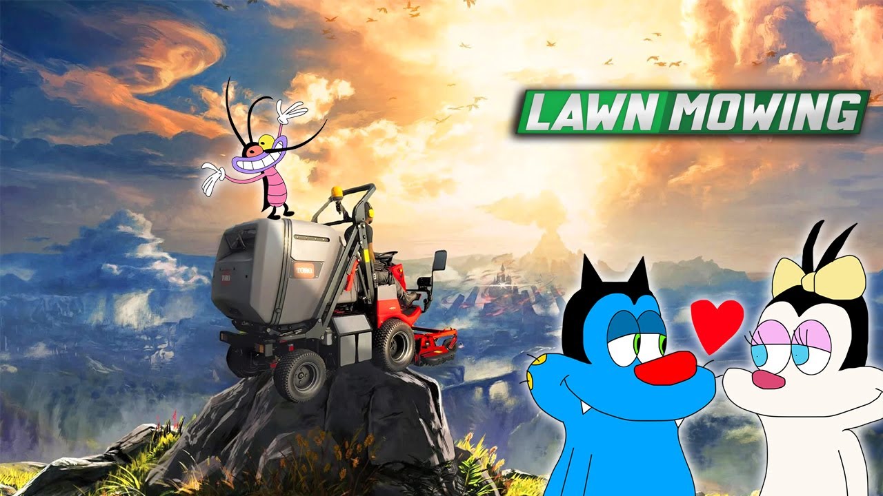 हिंदी Oggy and the Cockroaches lawn moving - Hindi Cartoons games for ...