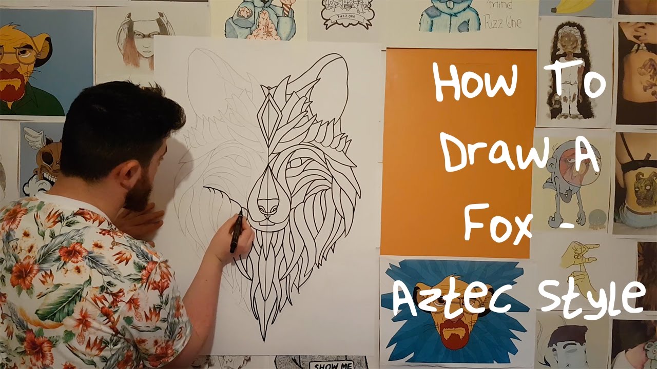 How To Draw A Fox - Aztec Style - YouTube