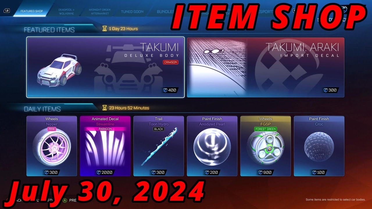 July 30 Rocket League Item Shop: STREAMLINE ANIMATED DECAL! - YouTube