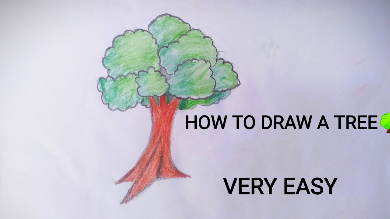 How to draw a tree for kids easy way - YouTube