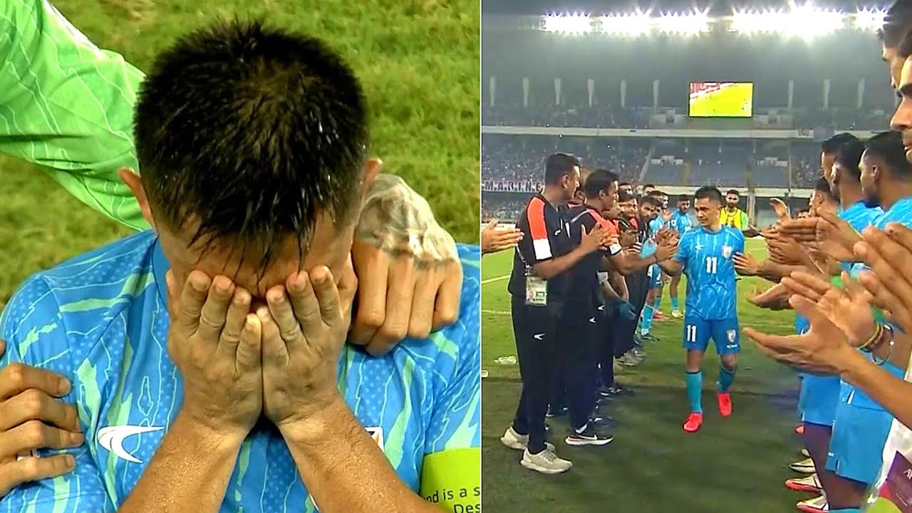 Sunil Chhetri Crying while receiving guard of honour in his last match ...