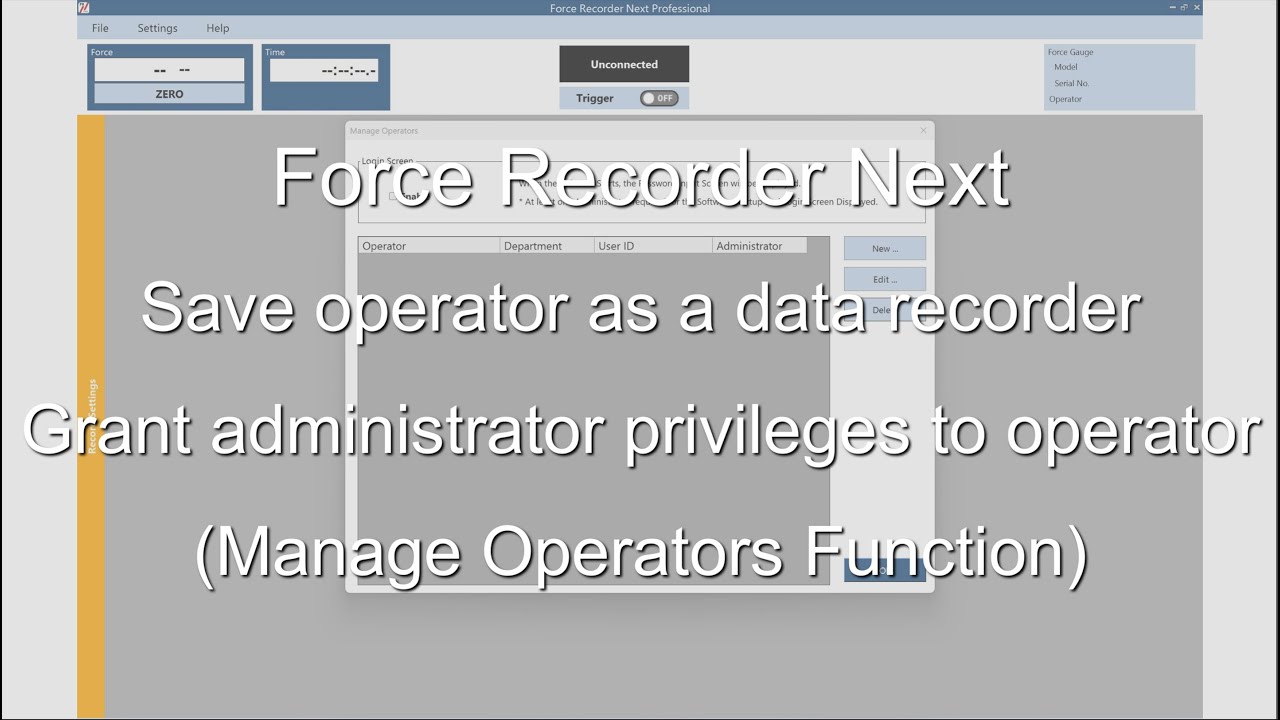 【Users Guide】Force Recorder Next Manage Operators Function - YouTube