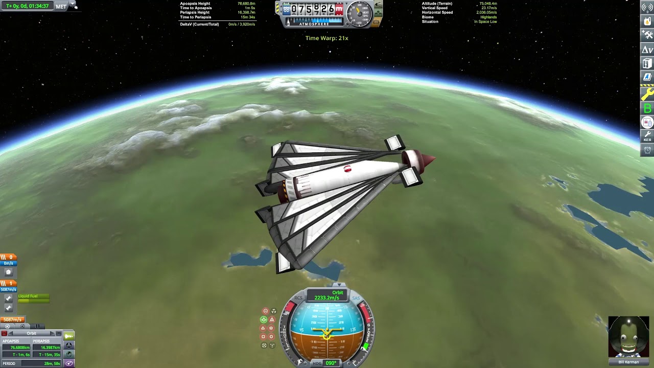 Kerbal Space Program - Orbiting Kerbin five times in a single launch ...