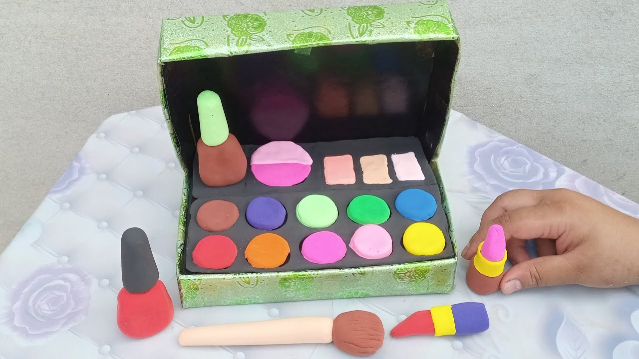 Polymer Clay MAKE UP SET Cosmetics Box Making DIY All Make up - YouTube
