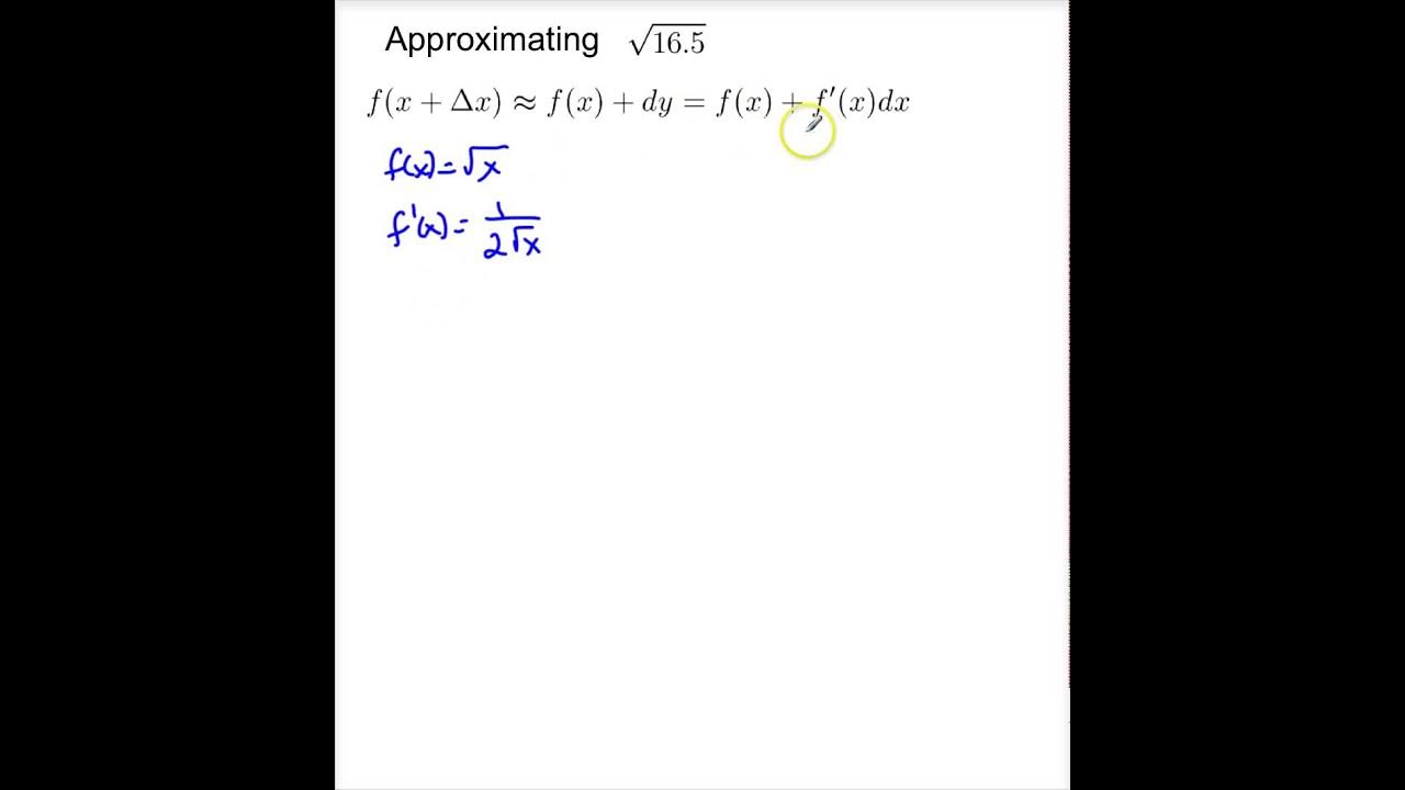 Ths 3 9 5 Using Differentials To Approximate Square Roots Youtube