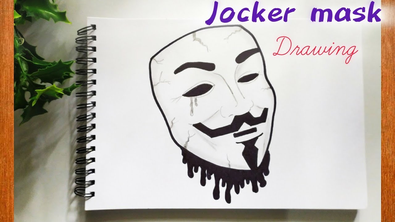 Masked joker face drawing - How to draw a hacker mask step by step ...