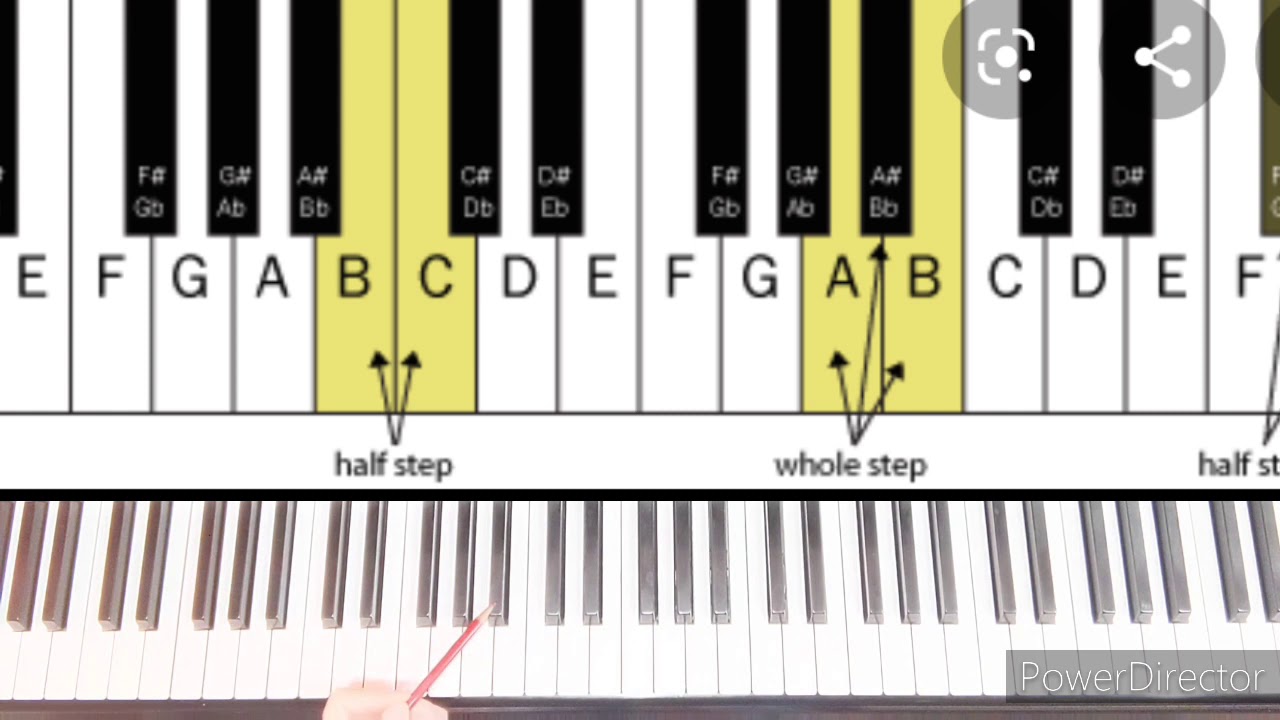 Half step, whole step and enharmonic equivalent - YouTube