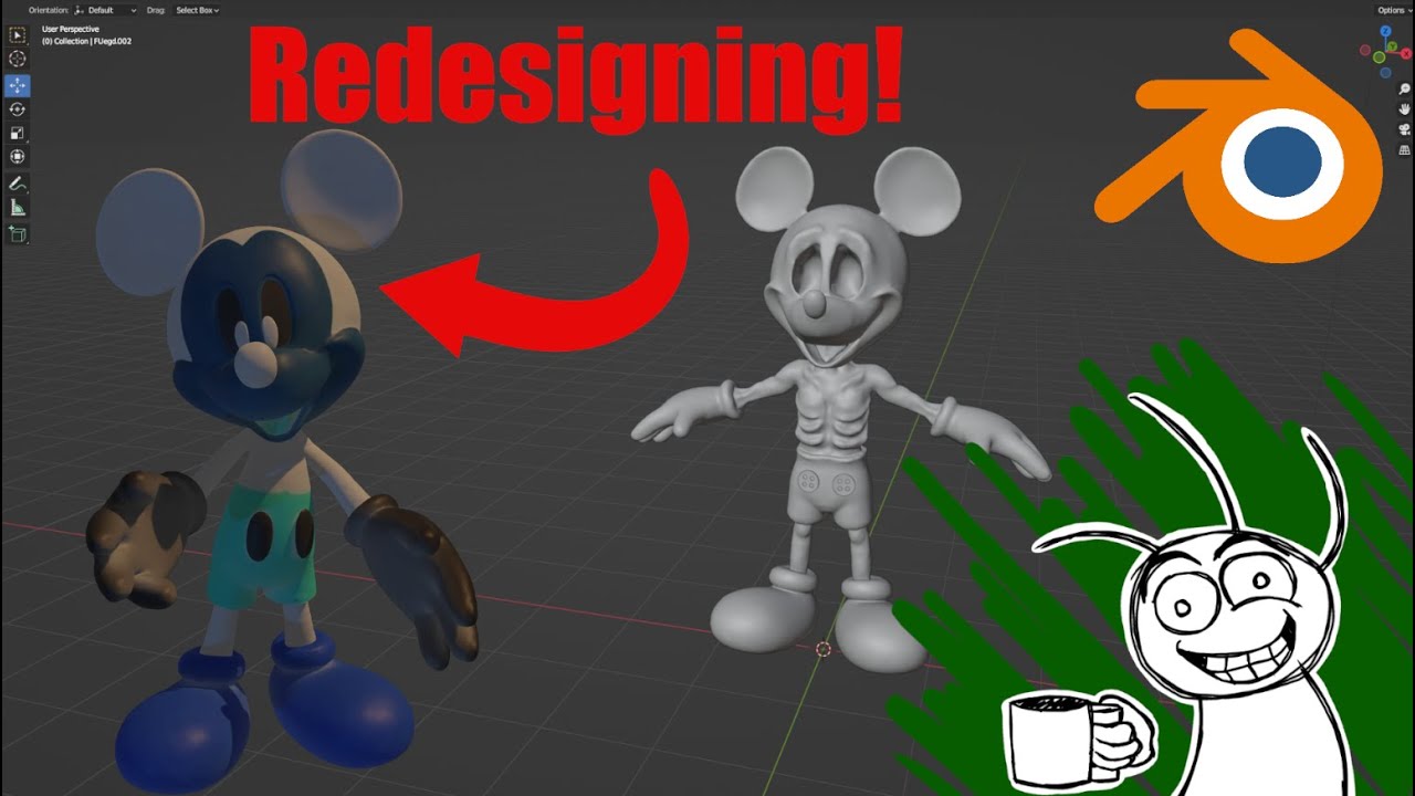 Redesigning Photo-Negative Mickey! (Blender Modeling Stream) - YouTube