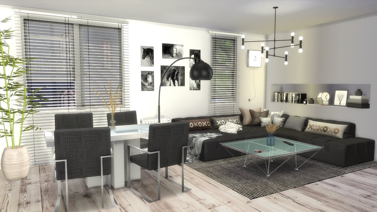 SIMS 4 / modern flat for a couple with a dog / block of apartments ...