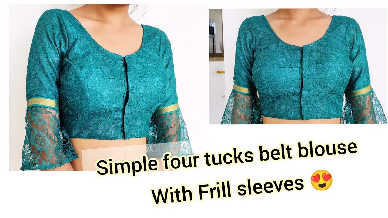 Perfect Four Tucks Blouse With Frill Sleeves Cutting And Stitching ...