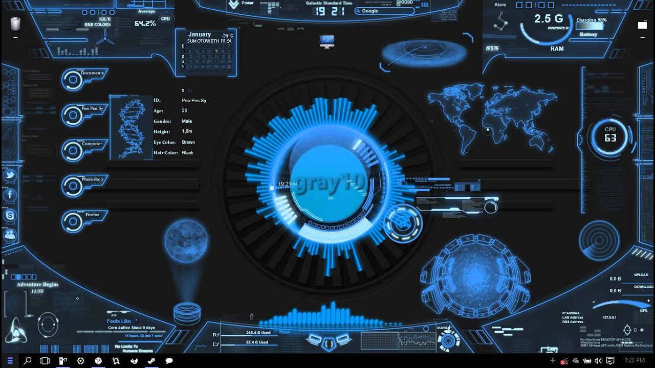 Windows 10 TH2 With Theme Patcher + Rainmeter Neon Space Demo - YouTube