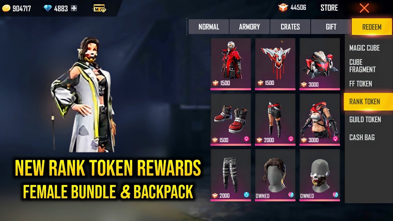 Next Rank Token Rewards Free Fire | New Rank Token Bundle & Backpack ...