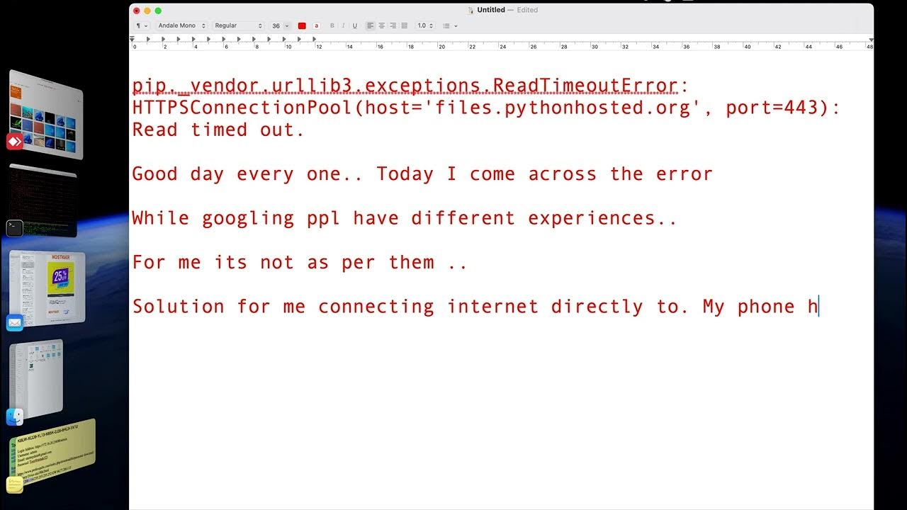 HTTPSConnectionPool. host='files.pythonhosted.org', port=443 - YouTube