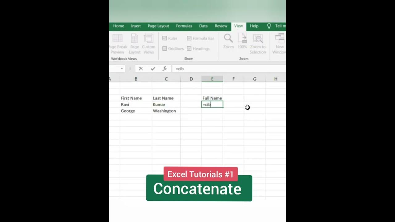 Excel Concatenate Function Shorts Excel Exceltutorial Exceltips Microsoftexcel Youtube