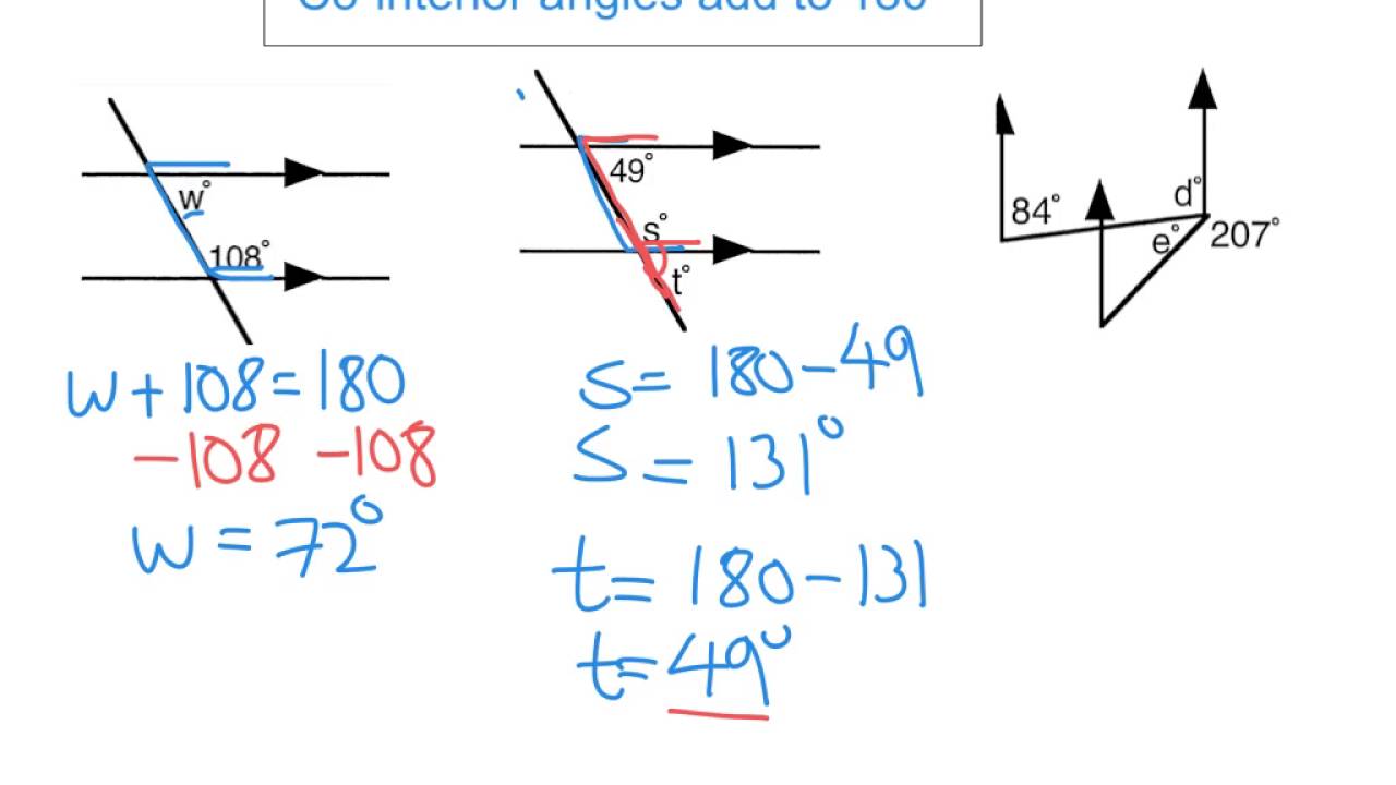 Angles: co-interior angles "c" - YouTube
