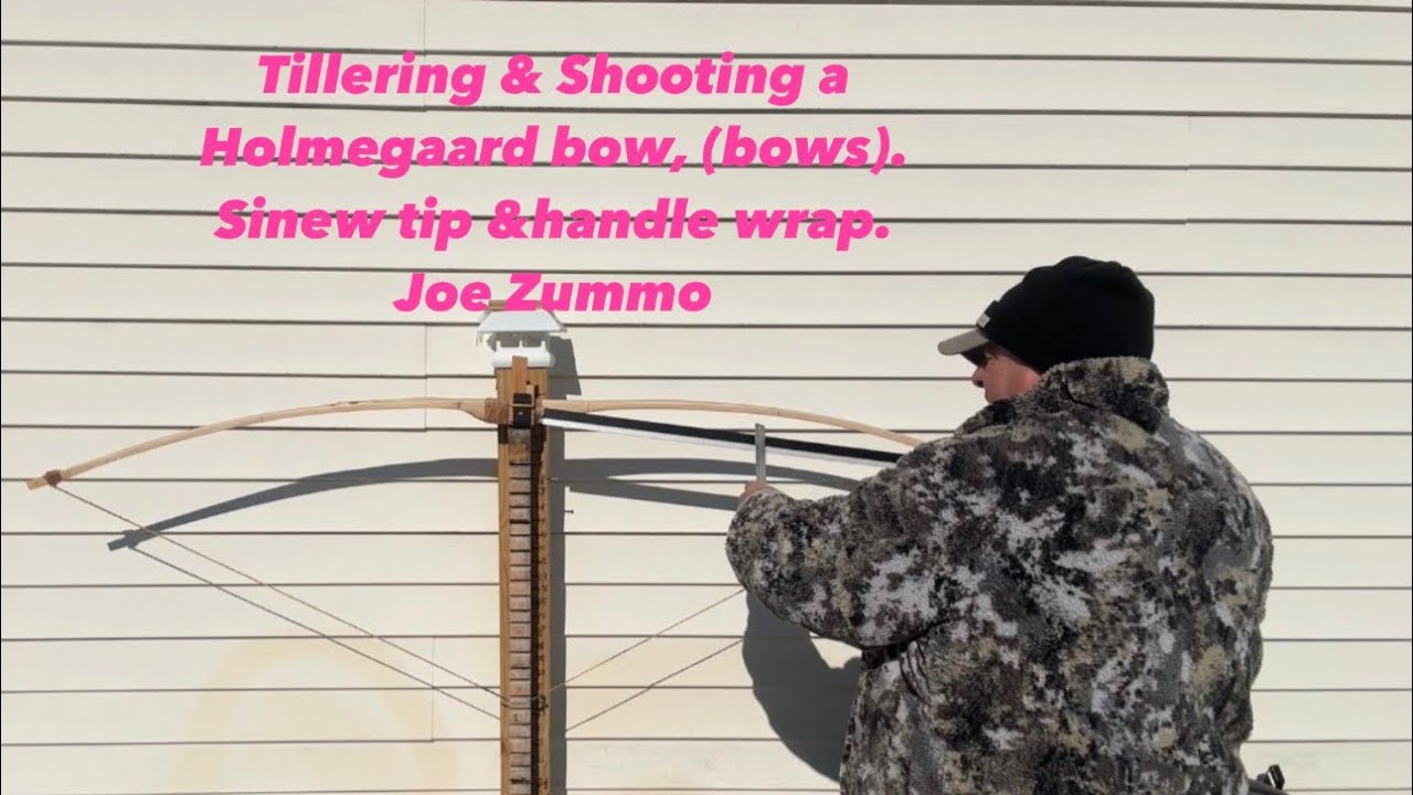 Tillering & Shooting a Holmegaard bow, (bows). Sinew tip, handle wrap ...