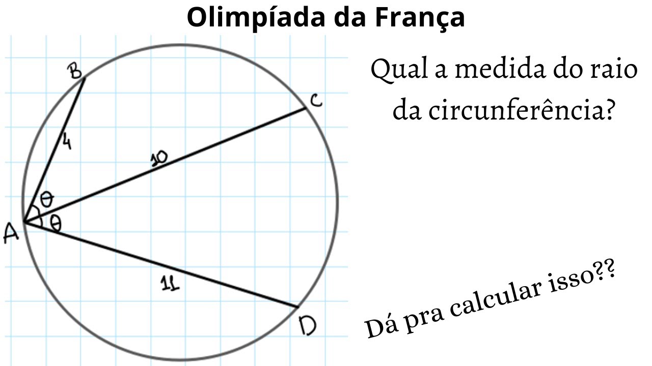 Raio de uma circunferência na qual foram dadas as medidas de três ...