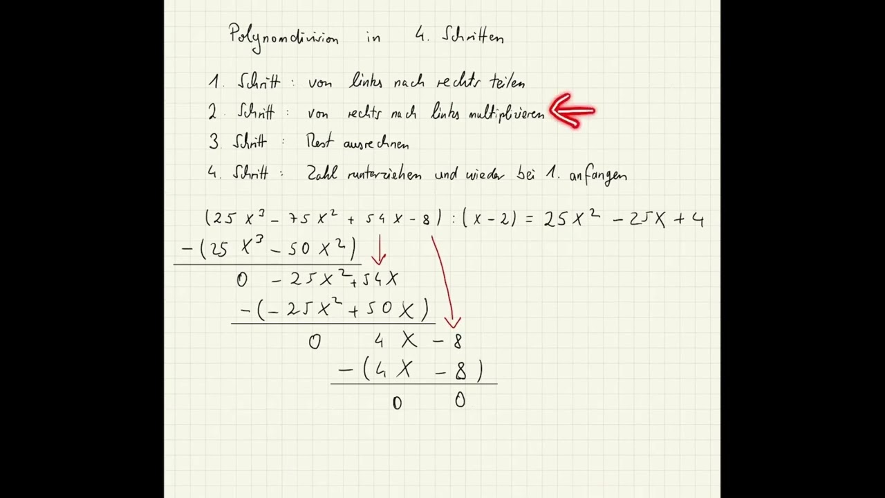 Polynomdivision in 4 Schritten schnell und einfach erklärt - YouTube