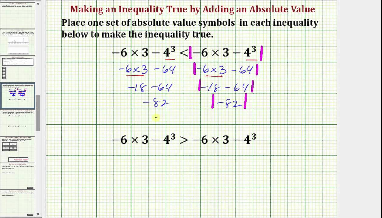 Add Absolute Value Symbols To Make An Inequality True Common Core Math