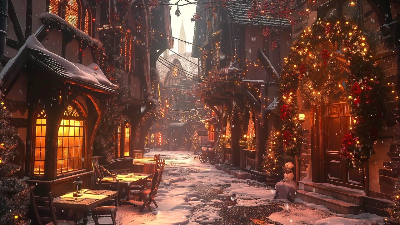 Victorian Christmas Era | Jazz Relaxing Music + Christmas Lights (Snow ...