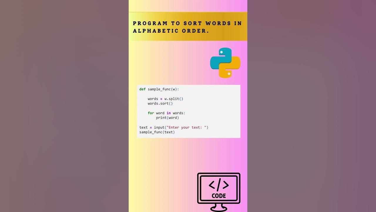 Python programming | sorted by alphabetical order #coding #trending #shorts #python - YouTube