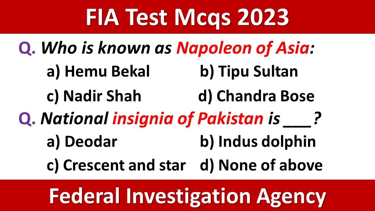 FIA Test Mcqs 2023 | FIA Test Preparation 2023 | FIA Test Questions ...