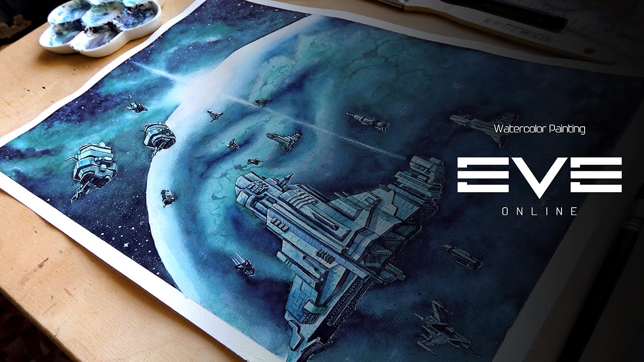 Eve online I Watercolor painting (aquarelle) I Drawing - YouTube