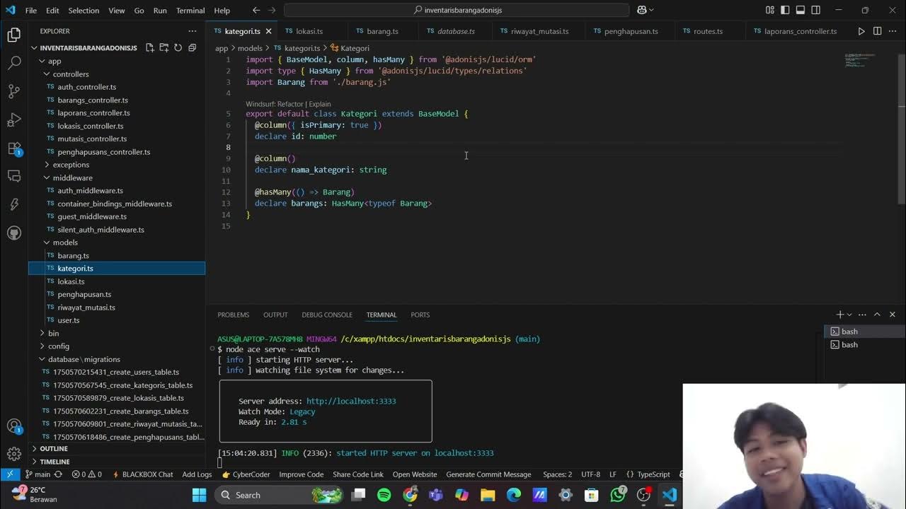 Inventaris Barang menggunakan Adonisjs 6 H1D023087 - YouTube