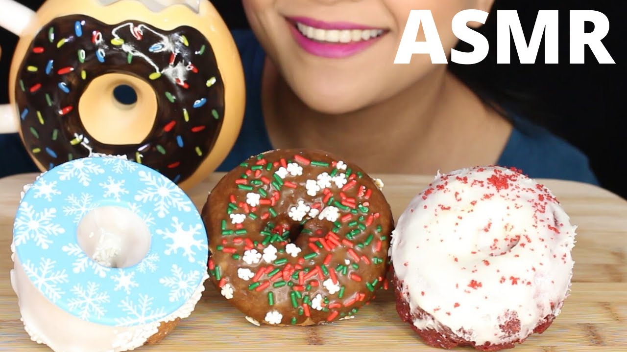 ASMR CHRISTMAS DONUTS Eating Sounds MUKBANG YLS BAKERY & CAFE - YouTube