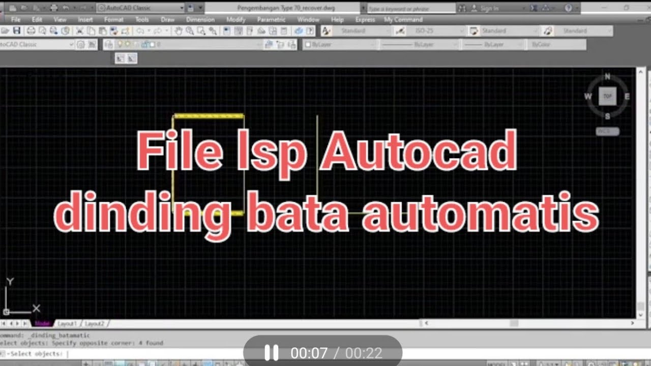 file autocad lsp notasi dinding bata - YouTube