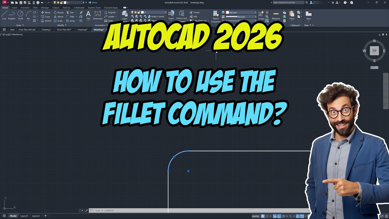 AutoCAD 2026: How to use the Fillet command? - YouTube