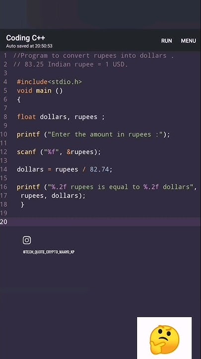 Program to convert rupees into dollars in C. #youtubeshorts #codinggirl #coding #short#coding ...