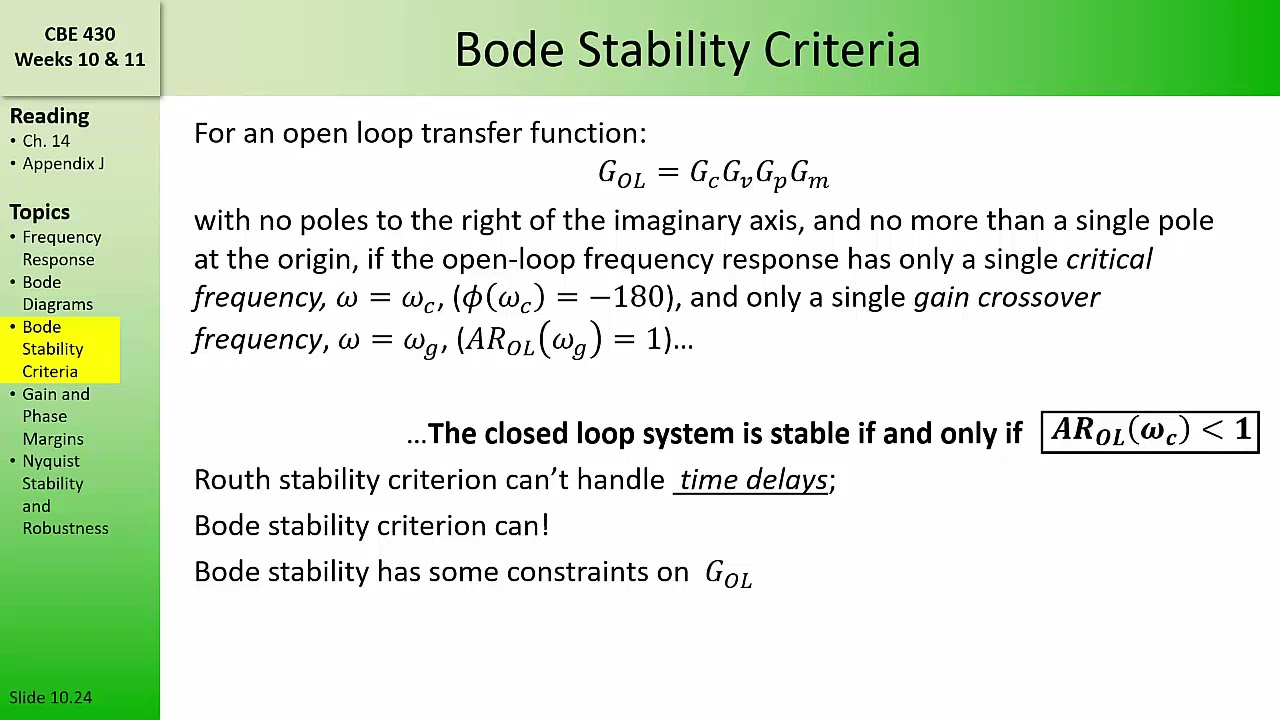 CBE 430 Week 10 07 Bode Stability Criterion - YouTube