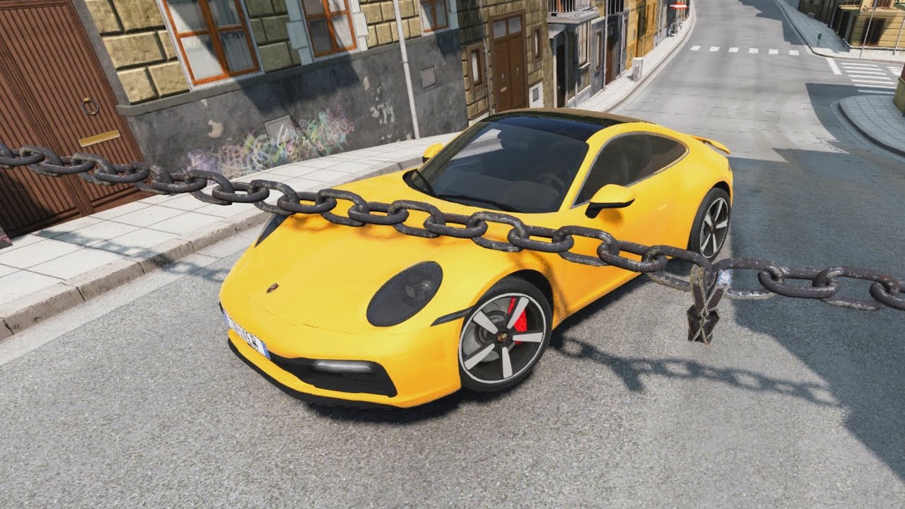 Cars VS Chain, Realistic Damages, Slow Motion Crashes - BeamNG.Drive ...