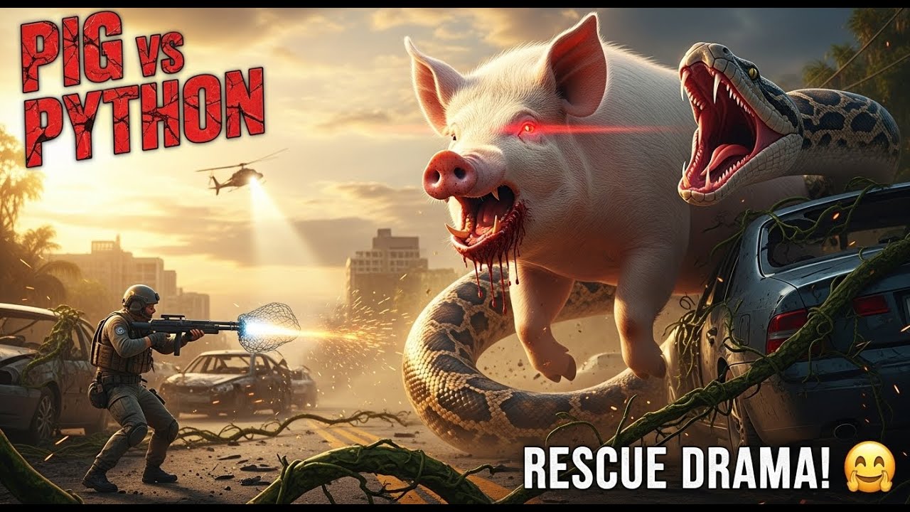 PIG ATTACKS GIANT PYTHON! 🐷💥 Helicopter Rescue in USA City Jungle ...