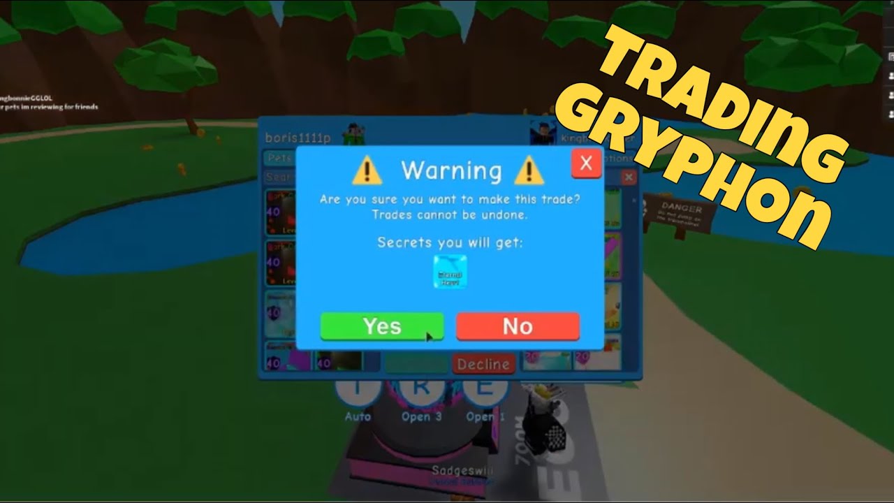 Trading gryphon! Roblox Bgs - YouTube