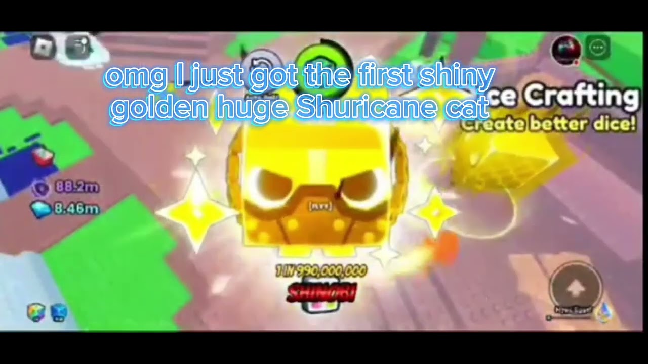 I Just hatched the first shiny golden huge shuricane cat #petsim99 ...