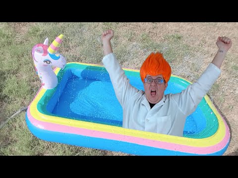 Setting up UNICORN pool for kids - with SPRINKLERS!