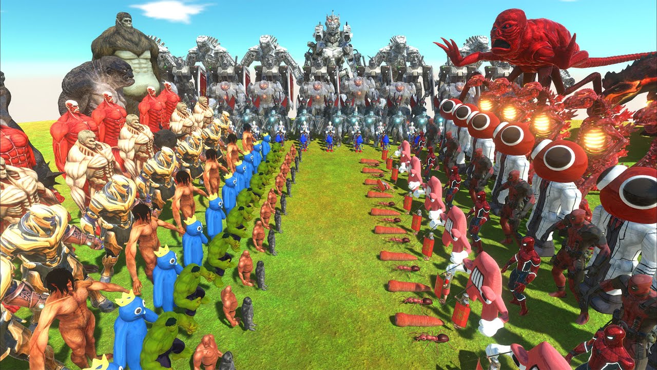 RED TEAM vs ROBOT TEAM vs TITAN TEAM - Animal Revolt Battle Simulator ...