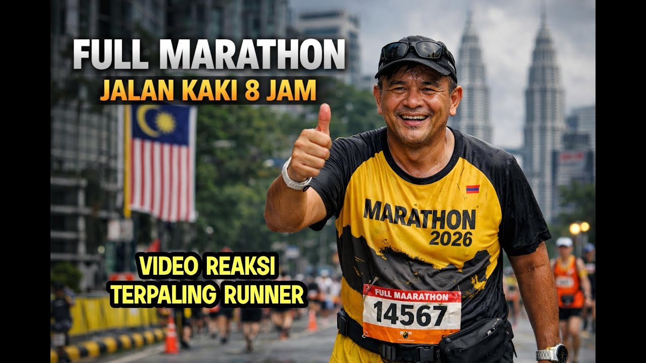 FULL MARATHON JALAN KAKI 8 JAM | Video Reaksi Terpaling Runner - YouTube