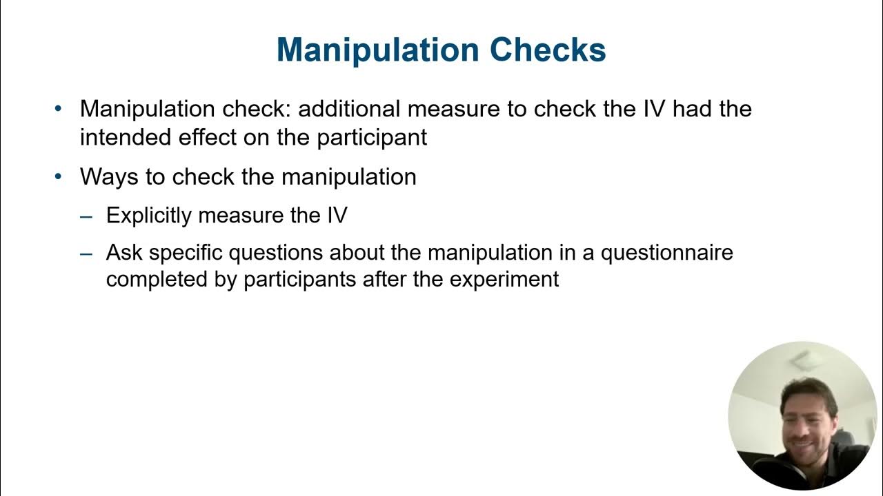 Chapter 7.4: Control Conditions & Manipulation Checks - YouTube