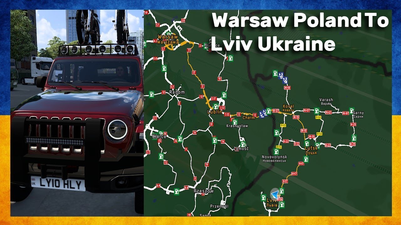 ETS2 - Warsaw Poland To Lviv Ukraine Jeep Adventure - YouTube