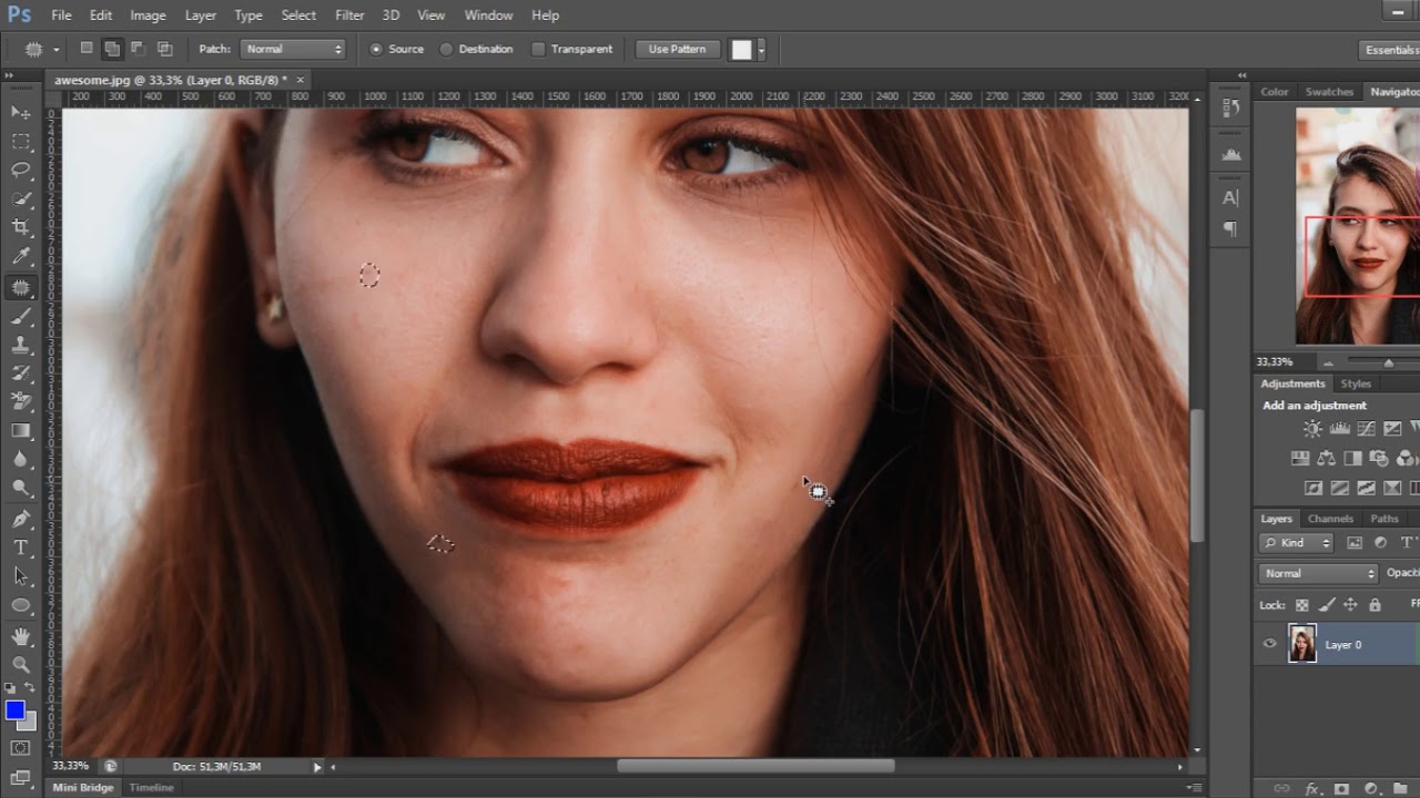 PhotoShop Ro Tutorial 32 -Remediem cosuri de pe fata - Patch tool - YouTube