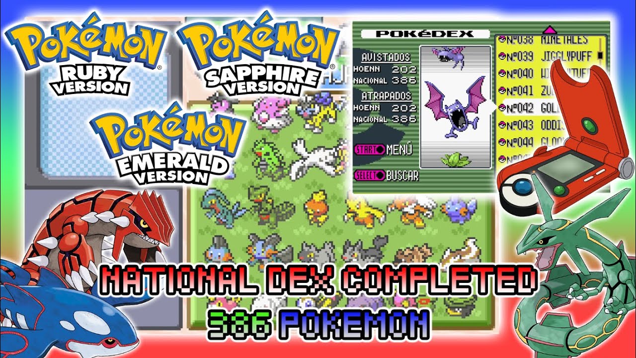 Pokemon Rubi/Zafiro/Esmeralda: Todos los 386 Pokemon - Pokedex Nacional ...