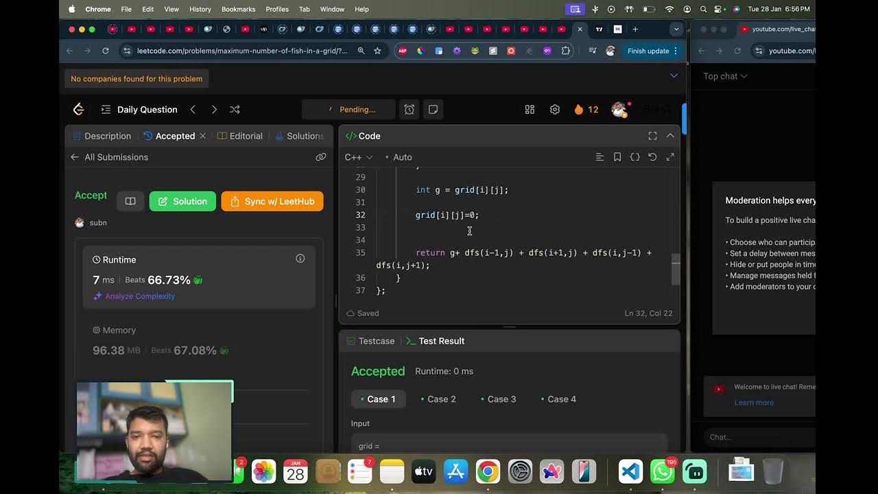 Daily Leetcode - Maximum Number of Fish in a Grid - LC 2658 - YouTube