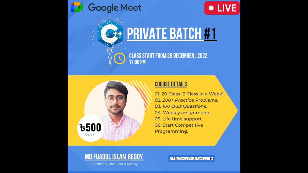 Learn C In A Private Batch Code With Redoy C Private Batch Youtube