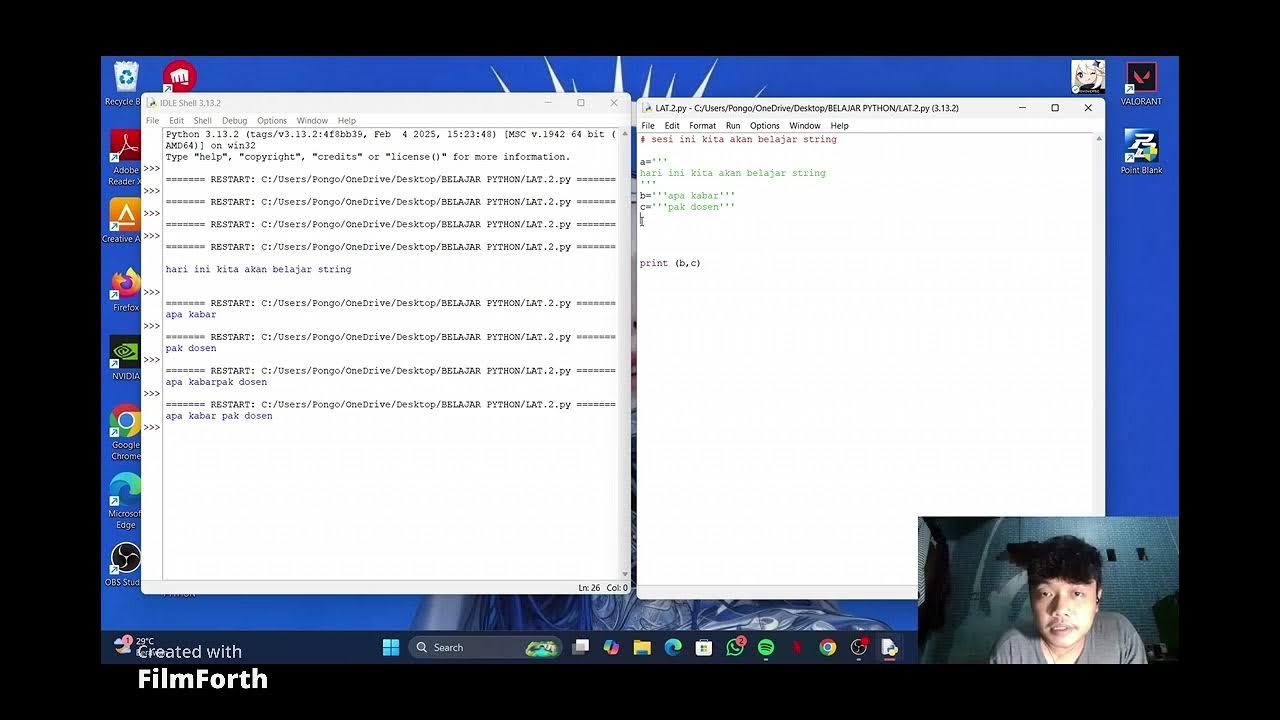 BELAJAR PYTHON DASAR STRING DAN INPUT - YouTube