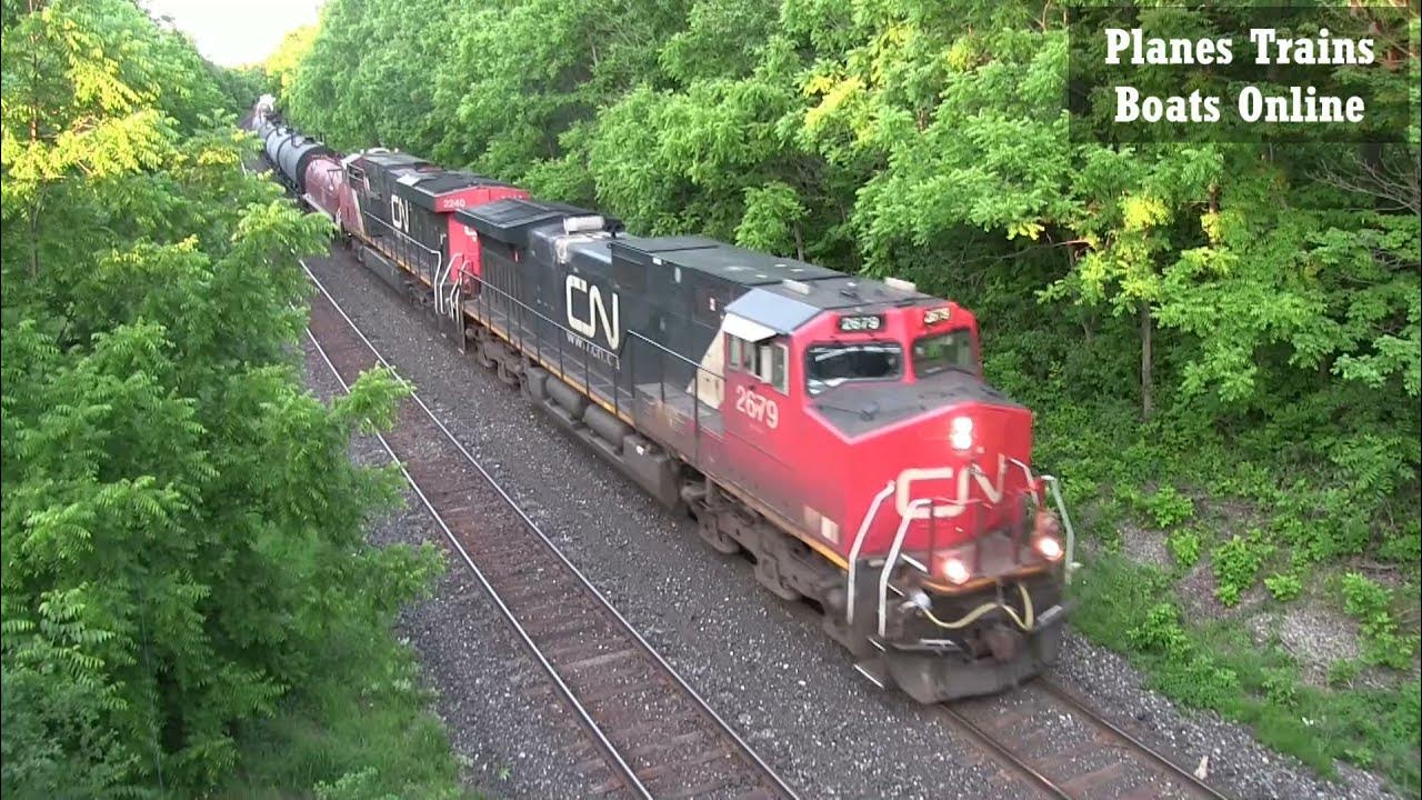 CN 2679 & CN 2240 Engines Manifest Train Westbound At Denfield Road Bridge - YouTube